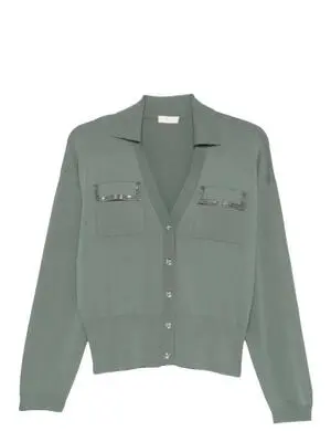 Liu Jo Embellished Pocket Cardigan - Green