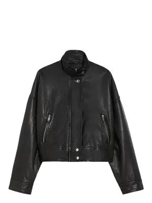 MAX MARA Weekend Max Mara Washed Nappa Leather Bomber Jacket