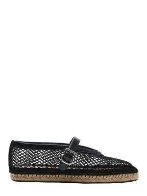 Alaïa Fishnet Espadrille With Buckle Strap - Black
