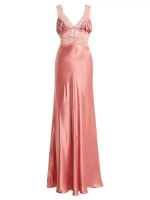 Arcina Ori Eveline Maxi Dress With Lace Trim - Pink