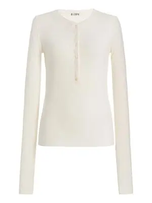 ETERNE Éterne Ribbed Jersey Henley Top