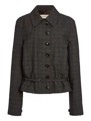 Dries Van Noten Valena Checked Wool Jacket - Grey