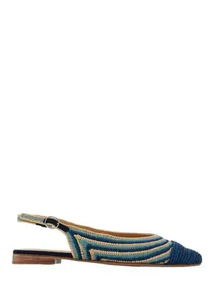Gabriela Hearst Strength Raffia Slingback Flats - Blue