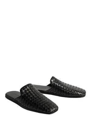 Bottega Veneta Palazzo Intrecciato Leather Slippers - Black