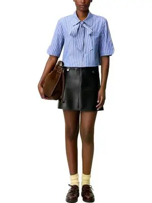 Claudie Pierlot Striped Tie-neck Shirt - Blue