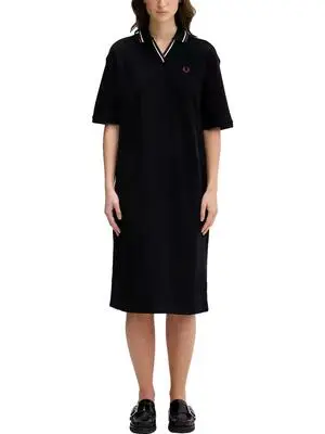 Fred Perry Embroidered Polo Midi Dress - Black