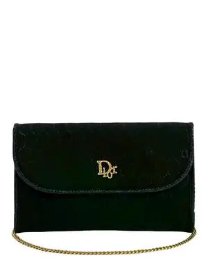 Dior Honeycomb Canvas Chain Flap Crossbody Bag - Black