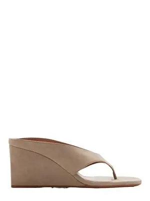 Alaïa ALAÏA Cube Suede Wedge Thong Sandals Grey