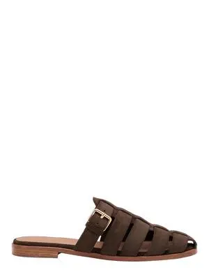 MALONE SOULIERS Suede Theresa Mules With Buckle Detail - Brown