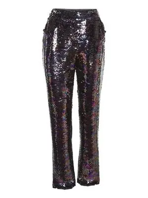 Balmain Sequin-embellished Straight-leg Trousers - Black