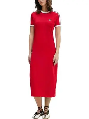 Adidas 3-stripes Midi Dress - Red