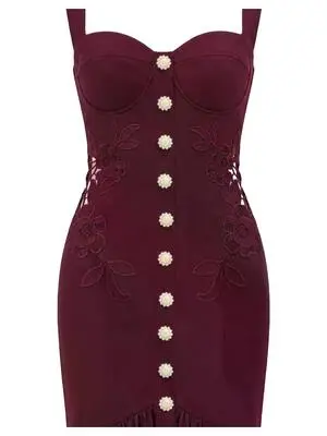 SELF-PORTRAIT Floral-lace Ruffled Midi Dress - Red