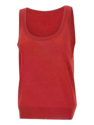 KAOS Ribbed-trim Knitted Top - Red