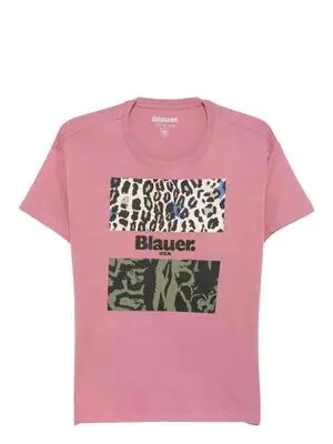 BLAUER. Logo Print Leopard Camouflage T-shirt - Pink