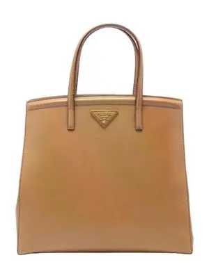 Prada Saffiano Vernice Parabole Satchel - Brown