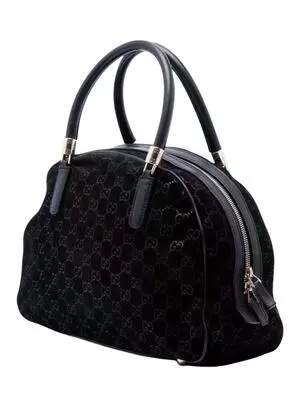 Gucci Gg Suede Web Dome Handbag - Black