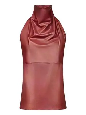 TWP Draped Leather Top - Red