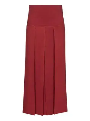 Alaïa Pleated Midi Skirt - Red