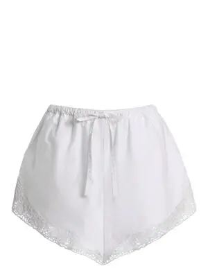 ROTATE BY BIRGER CHRISTENSEN Cotton Drawstring Shorts With Lace Cuffs - White