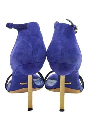 SERGIO ROSSI Embellished Ankle-strap Stiletto Sandals - Blue