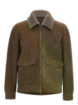 VOLFAGLI FIRENZE Brunelleschi Shearling-collar Suede Jacket - Brown