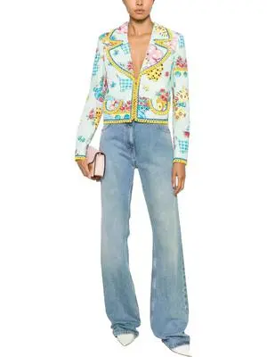 Moschino Graphic Print Pom-pom Jacket - Blue