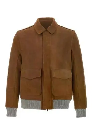 VOLFAGLI FIRENZE David Buccio Suede Bomber Jacket - Brown
