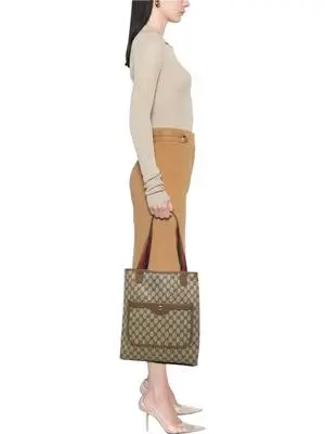 Gucci Gg Supreme Web Tote Bag - Neutrals