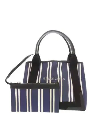 Balenciaga Canvas Striped Cabas S Tote Bag - Blue