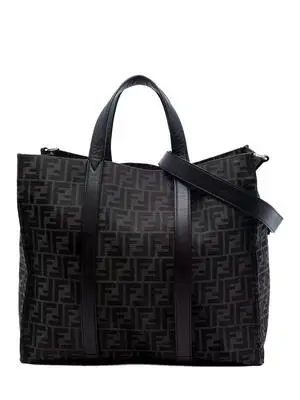 Fendi Zucca Jacquard Shopper Tote Satchel - Black