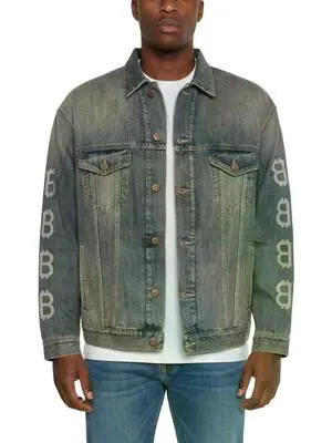 Balenciaga Crypto Print Denim Jacket - Blue