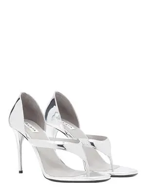 Alaïa Leather Slingback Thong Sandals - Metallic