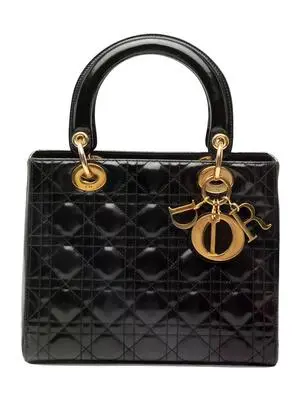 Dior Christian Dior Patent Cannage Lady Dior Satchel Black