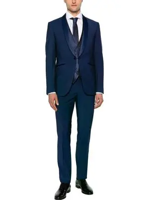 CARLO PIGNATELLI Shawl-lapel Single-breasted Three-piece Wool Suit - Blue