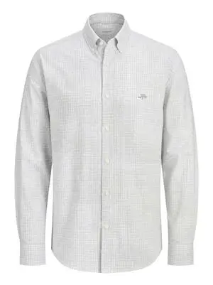 Gant Gingham-pattern Logo-embroidered Shirt - White