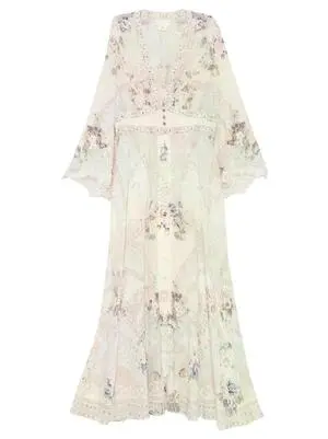 Camilla Embellished Floral Print Maxi Dress - Neutrals