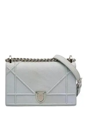 Dior 2016 Small Grained Calfskin Diorama Flap Crossbody Bag - Blue