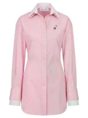 Monse Back Bunny Ear-tied Shirt Dress - Pink
