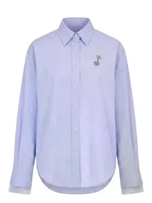 Monse Cherry-embellished Checked Cuff Shirt - Blue