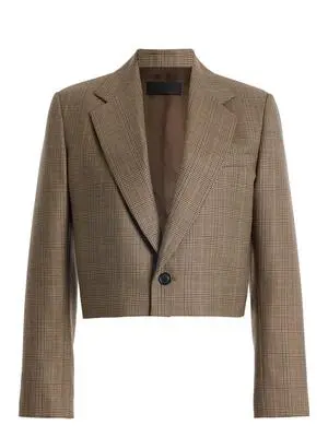 NILI LOTAN Swan Checked Wool Jacket - Tan