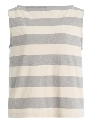 Donni. Jersey Striped Cotton Tank Top - Grey