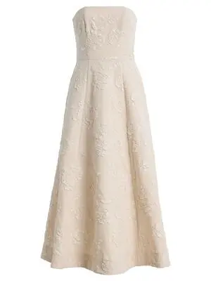 ROTATE BY BIRGER CHRISTENSEN Jacquard Strapless A-line Dress - Ivory