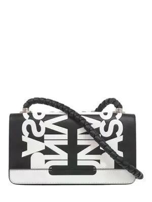 Burberry Bicolor Printed Leather Passport Crossbody Bag - Black