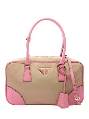 Prada Saffiano Trimmed Re-nylon Re-edition 1978 Satchel Handbag - Neutrals