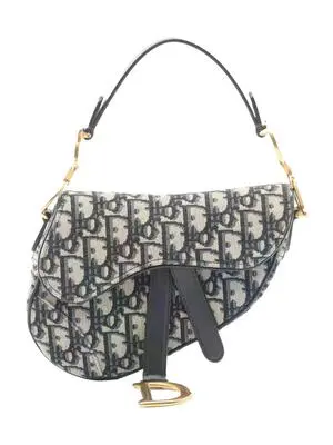 Dior Mini Oblique Canvas Saddle Bag Satchel - Blue