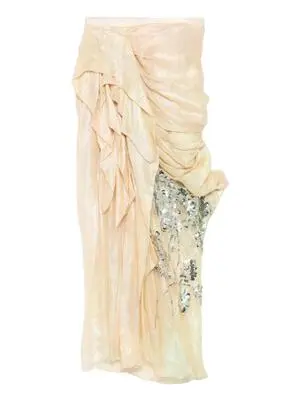 Biyan Draped Midi Skirt - Neutrals