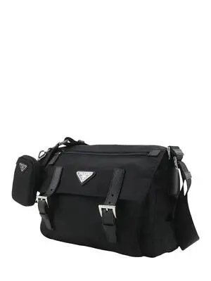 Prada Saffiano Trimmed Re-nylon Messenger Bag - Black