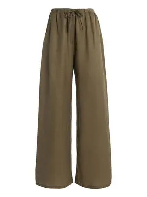 LESET Daniel Cotton Drawstring Wide-leg Pants - Green