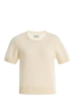 Tove Cashmere Short Sleeve Top - White