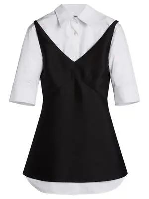 Balenciaga Layered Wool-silk Shirt Dress - Black